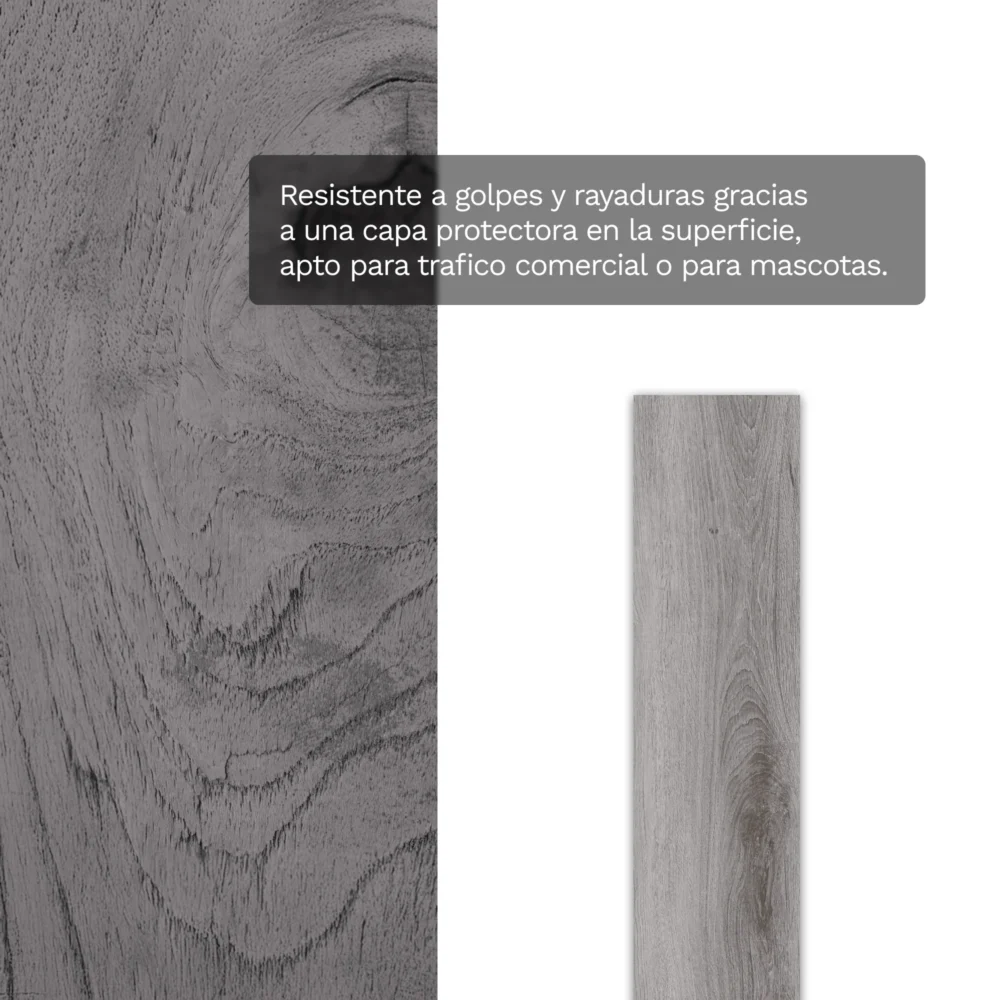 Piso Vinilico SPC Tipo Madera Color Gris - Larca Dekor