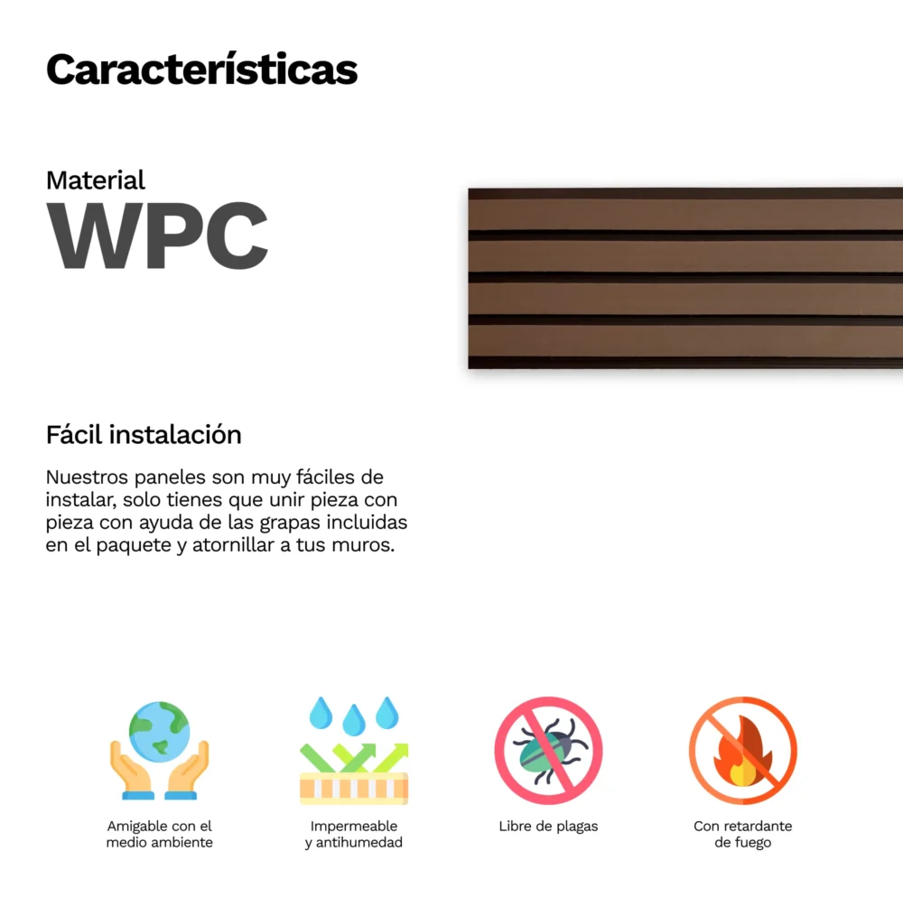 Panel Decorativo para Exterior Lambrin WPC Color Nogal - Larca Dekor